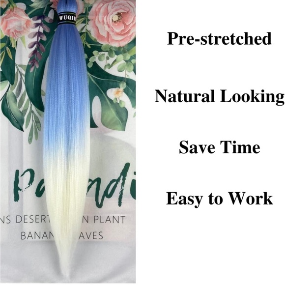 Hair | 26in Ombre Light Blue White Braiding Hair Pre Stretched | Poshmark